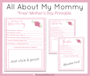 All About My Mommy Free Mother's Day Printable - Mommy Mafia